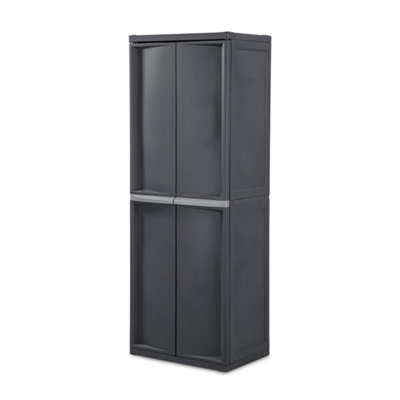 Sterilite Adjustable 4 Shelf Gray Storage Cabinet With Doors Reviews Wayfair